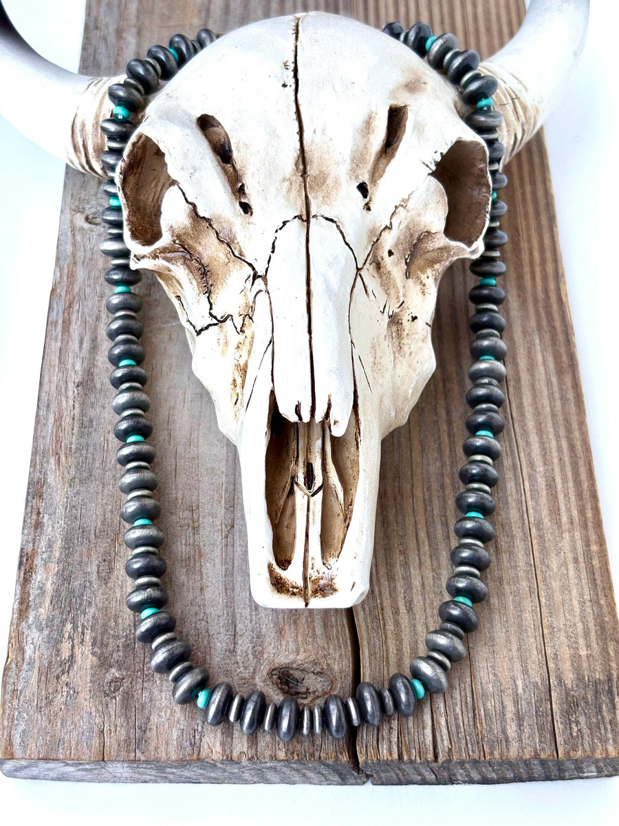 Western Style Flat Navajo Pearl & Stone Beaded Necklace – Purple Ribbon ...